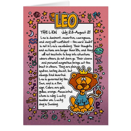 Zodiac - Leo Fun Facts Card | Zazzle