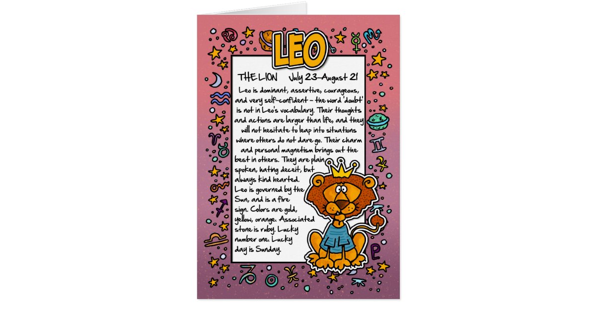 Zodiac - Leo Fun Facts Card | Zazzle.com