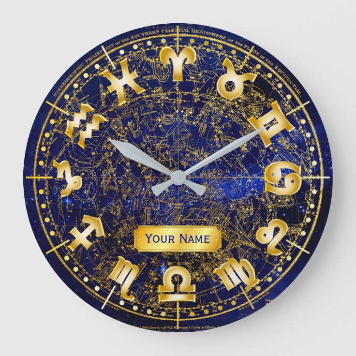 Zodiac Monogram Southern Hemisphere Constellation Large Clock | Zazzle