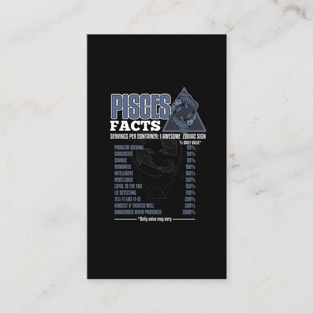 Zodiac Sign Pisces Facts Horoscope Definition Business Card | Zazzle