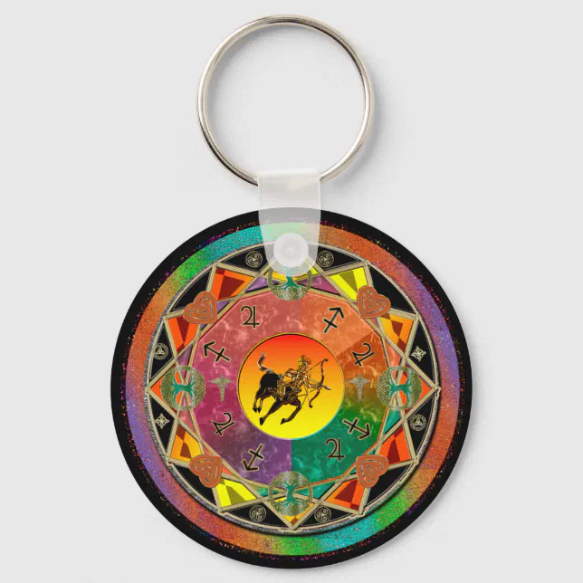 Zodiac Sign Sagittarius Mandala Keychain | Zazzle