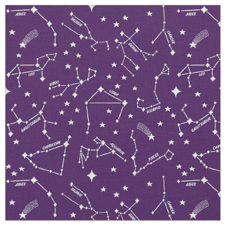 Zodiac Star Maps White On Black Cheeky Witch® Fabric | Zazzle