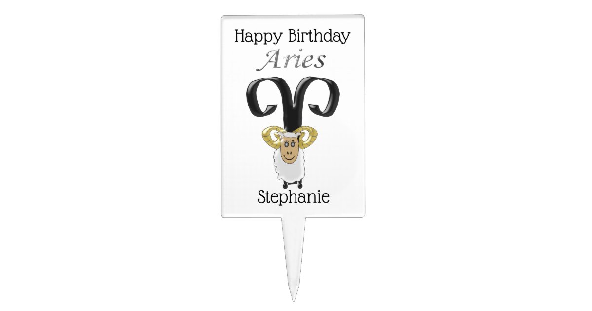 Zodiac Star Sign Aries Birthday Cake Topper | Zazzle
