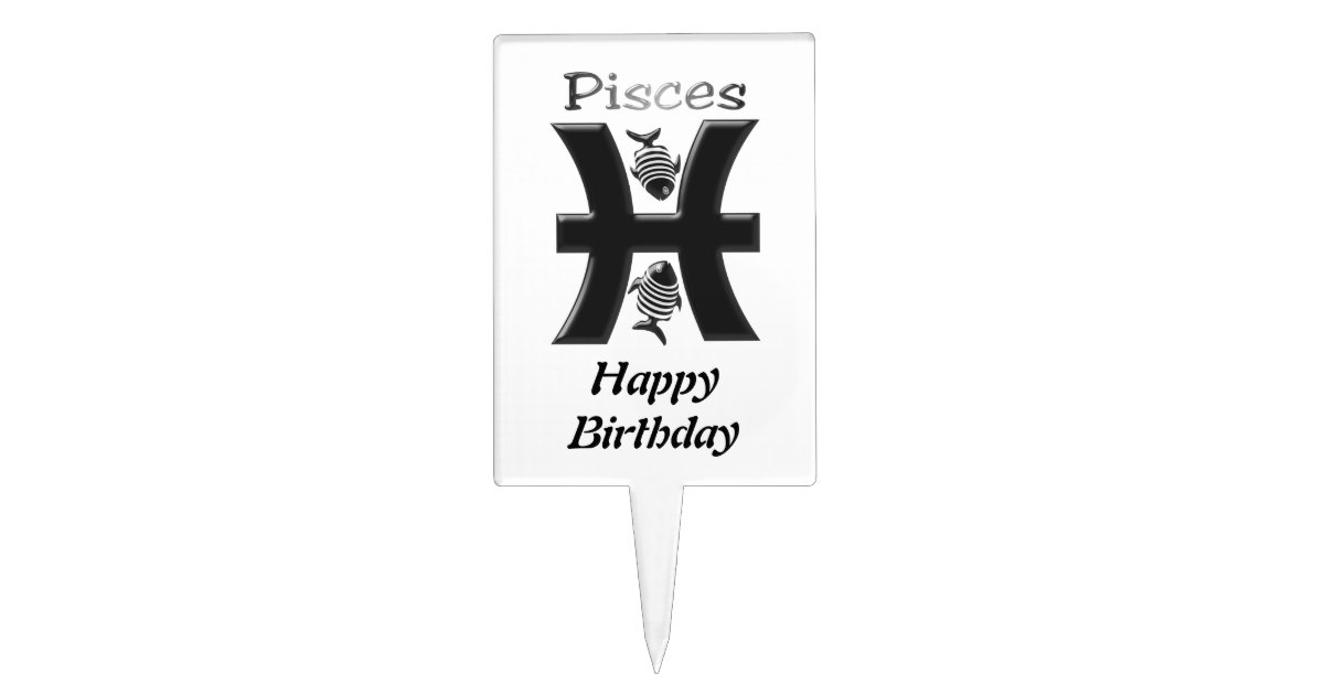 Zodiac Star Sign Pisces Birthday Cake Topper | Zazzle