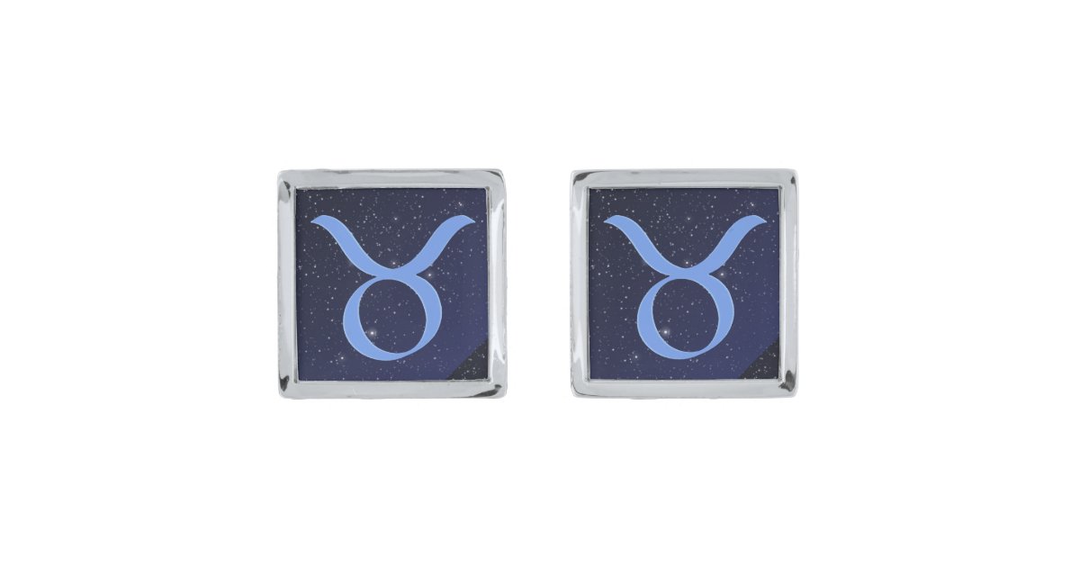 Zodiac Symbol for Taurus in Deep Indigo Blue Cufflinks | Zazzle