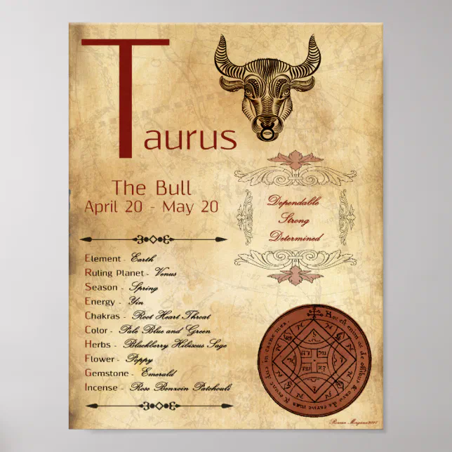 ZODIAC TAURUS Birth Sign POSTER | Zazzle