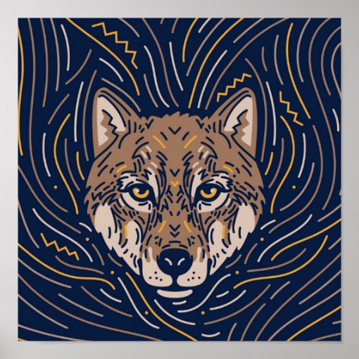 Zodiac Wolf Animal Print | Wolf Print | Zazzle