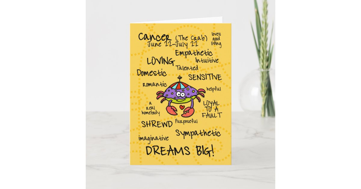 zodiac word cards - cancer | Zazzle