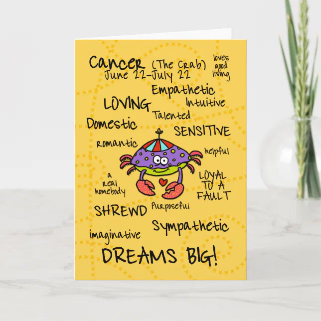 zodiac word cards - cancer | Zazzle