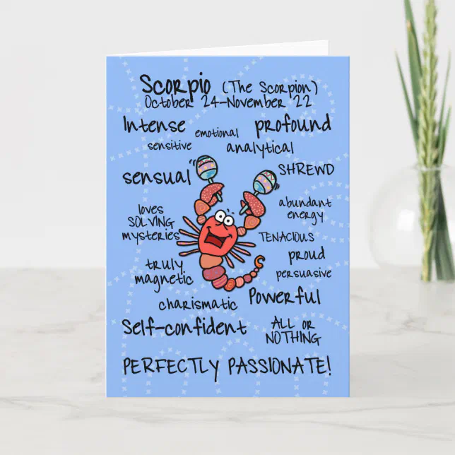 zodiac word cards - scorpio | Zazzle