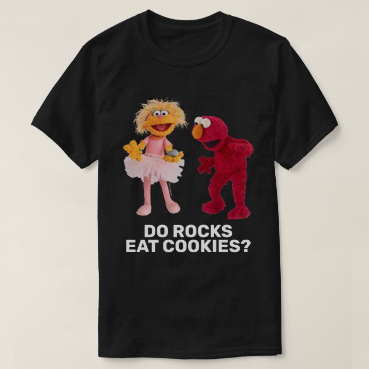 Zoe, Rocco & Elmo | Do Rocks Eat Cookies? T-Shirt | Zazzle
