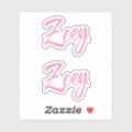 Zoey Decorative Name in Pink x2 Sticker | Zazzle