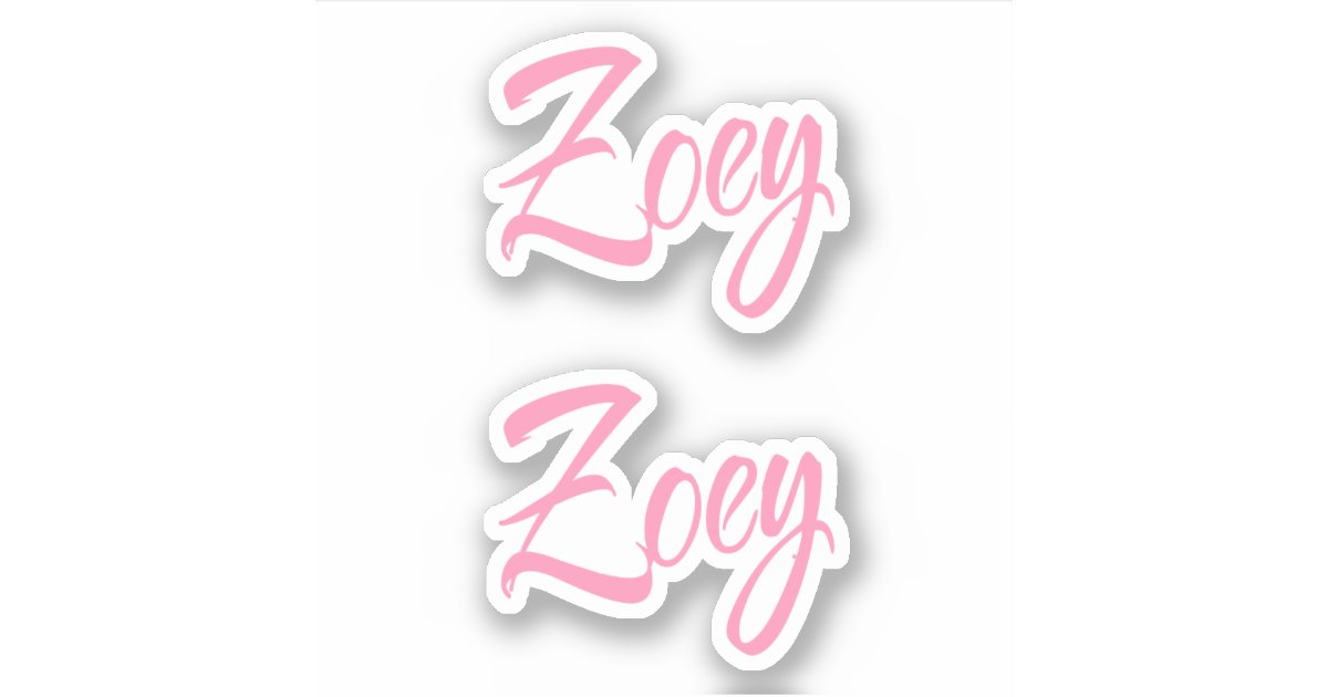 Zoey Decorative Name in Pink x2 Sticker | Zazzle