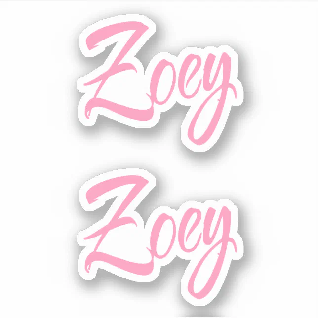 Zoey Decorative Name in Pink x2 Sticker | Zazzle