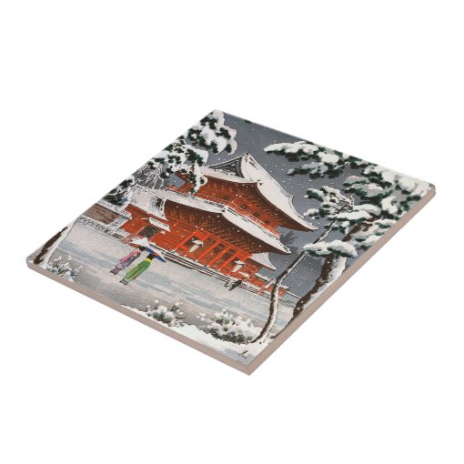 Zojoji Temple in Snow Tsuchiya Koitsu winter scene Ceramic Tile | Zazzle