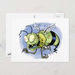 Zom-bee ( Zombie Bee ) Postcard | Zazzle
