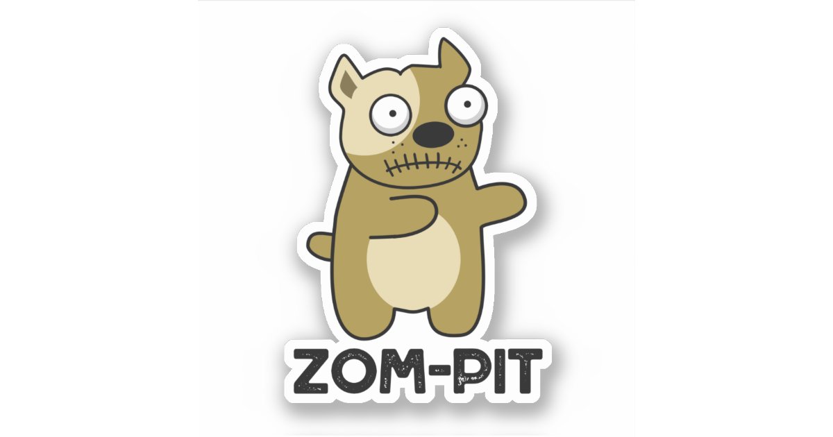 Zom-pit Funny Halloween Zombie Pit Bull Pun Sticker | Zazzle