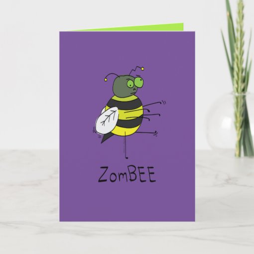 ZomBEE - Funny Halloween Zombie Bee Greeting Card | Zazzle