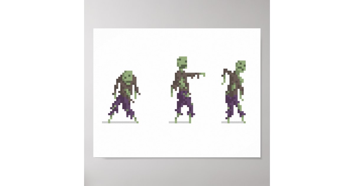 Zombie 8-bit Pixel Art Wide Poster | Zazzle