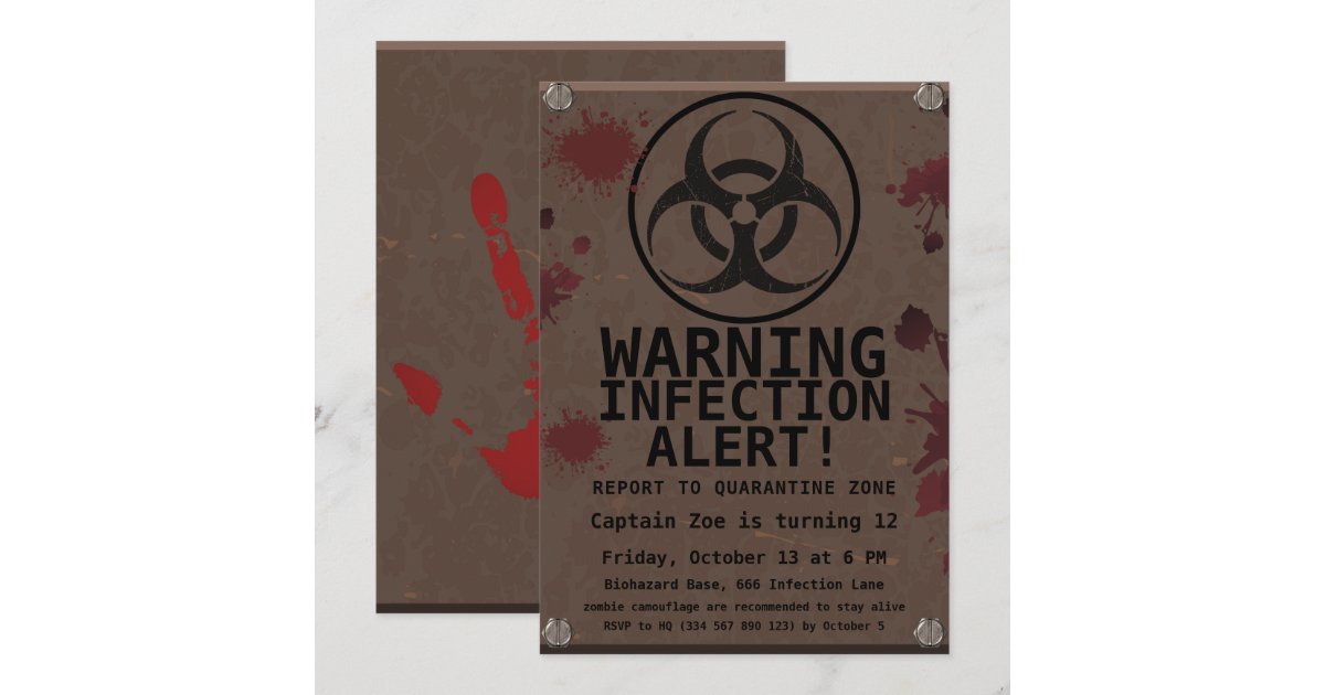 Zombie Apocalypse Birthday | Halloween Biohazard Invitation | Zazzle
