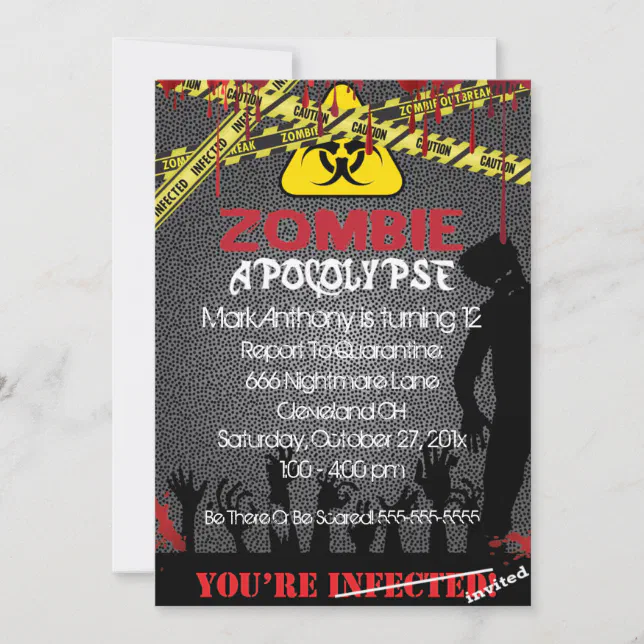 Zombie Apocalypse Halloween Birthday Invitation | Zazzle