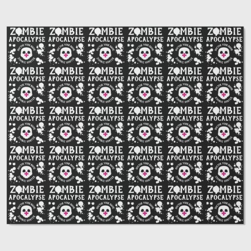 Zombie Apocalypse Personalised Black and White Wrapping Paper | Zazzle