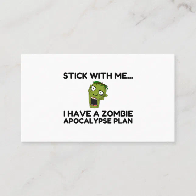 Zombie Apocalypse Plan Business Card | Zazzle