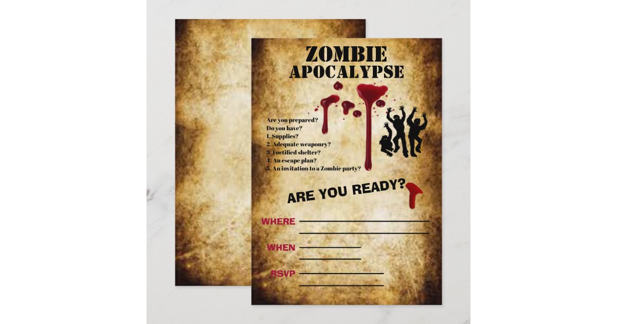 Zombie Apocalypse scary Halloween Invitation | Zazzle