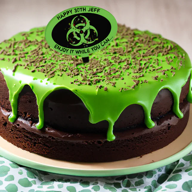 Zombie Apocalypse Splatter Biohazard Cake Topper | Zazzle