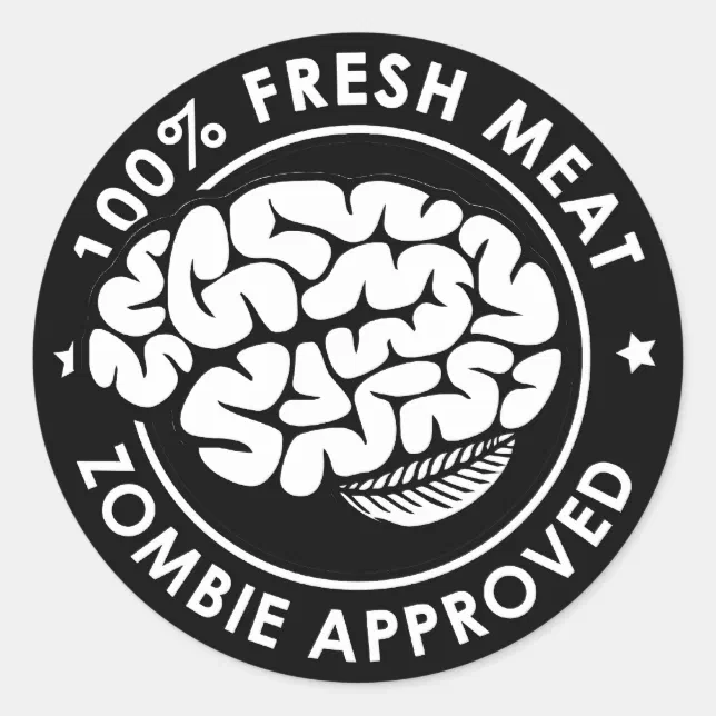 Zombie Approved Inverted Classic Round Sticker | Zazzle