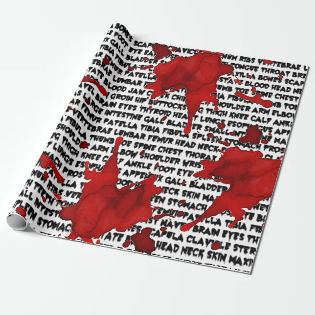 Zombie Body Part Bait with Blood Splatter Wrapping Paper | Zazzle