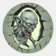 Zombie busting out of the Wall Halloween Classic Round Sticker | Zazzle