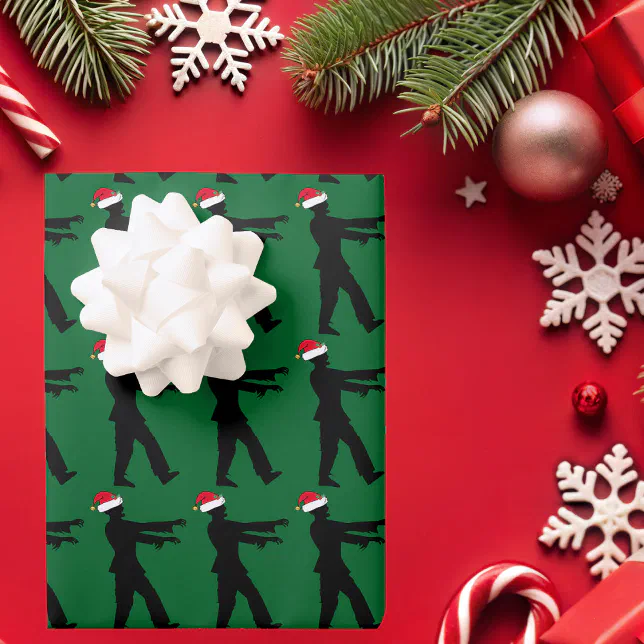Zombie Christmas Cool Custom Horror Green Holiday Wrapping Paper Sheets ...