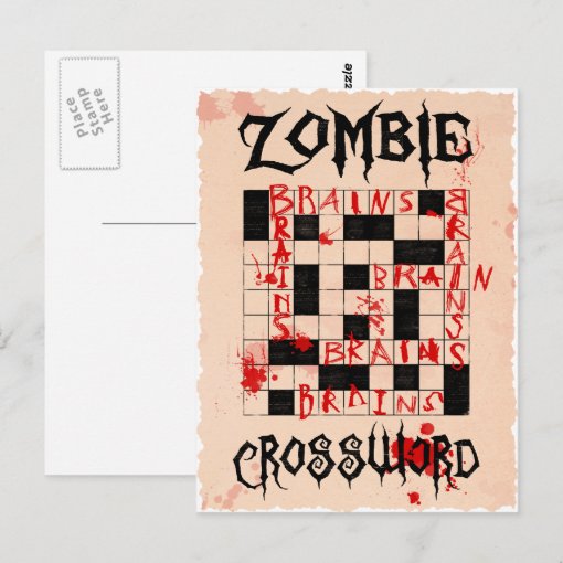 Zombie crossword postcard | Zazzle