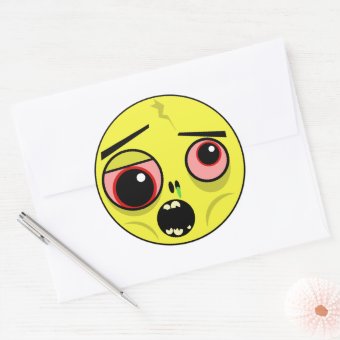 Zombie Face Classic Round Sticker | Zazzle