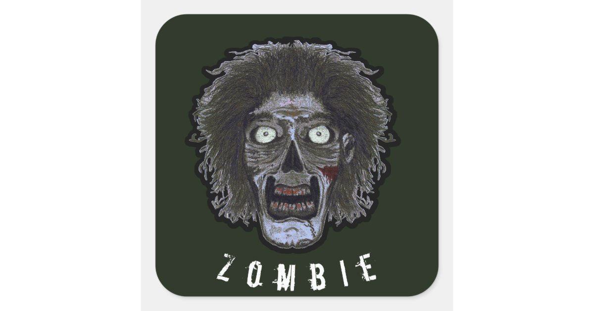 ZOMBIE Face - Color Face Square Sticker | Zazzle