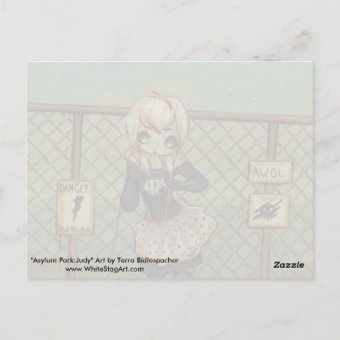 Zombie goth girl cute postcard undead jackalope | Zazzle