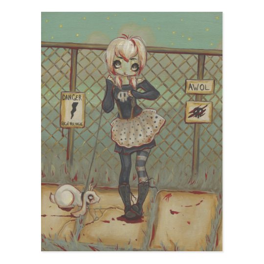 Zombie goth girl cute postcard undead jackalope | Zazzle.com