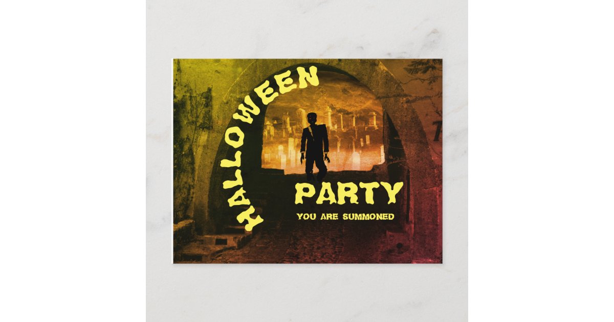 ZOMBIE HALLOWEEN invitation Postcard | Zazzle