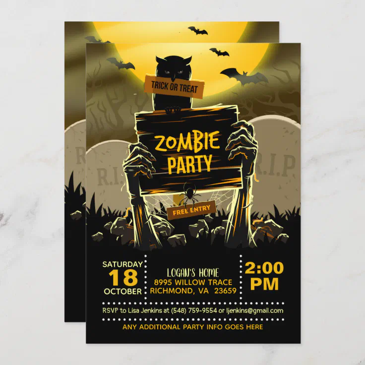 Zombie Halloween Party Invitation | Zazzle
