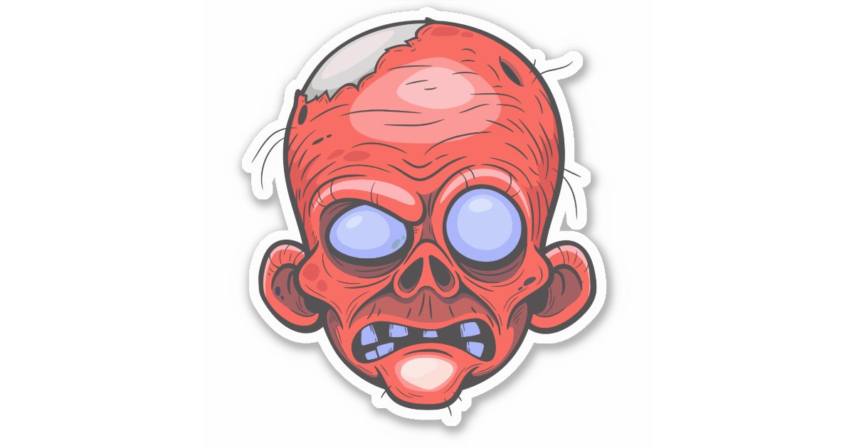 Zombie Head Illustration Art Sticker | Zazzle