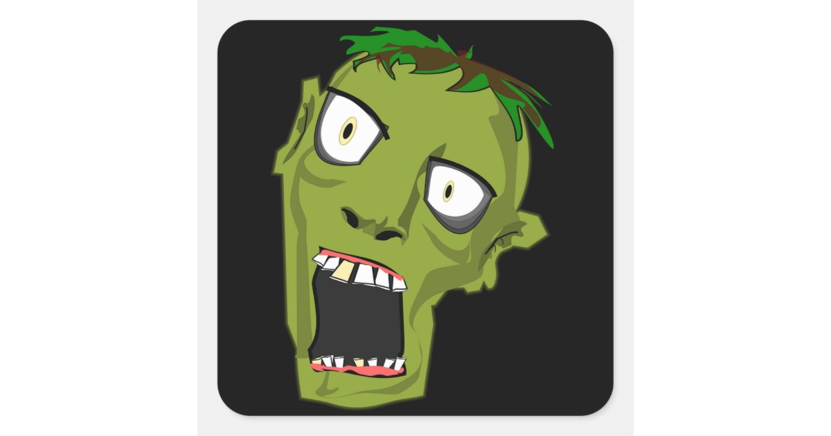zombie head square sticker | Zazzle
