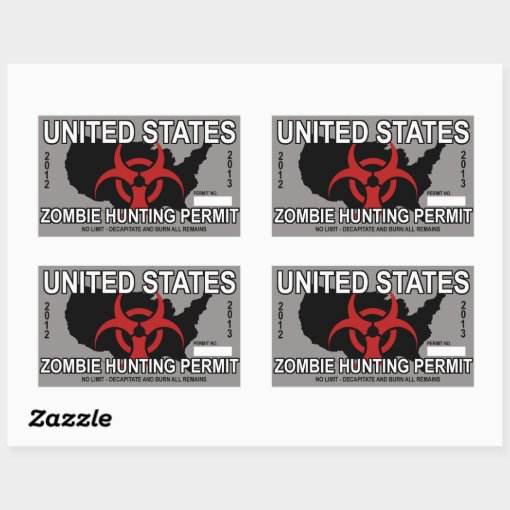 Zombie Hunting Permit Sticker | Zazzle