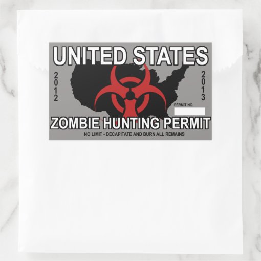 Zombie Hunting Permit Sticker | Zazzle