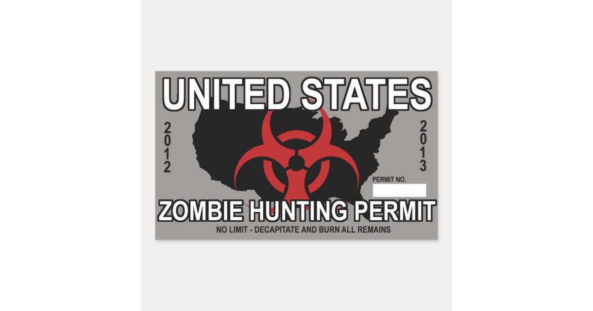 Zombie Hunting Permit Sticker | Zazzle