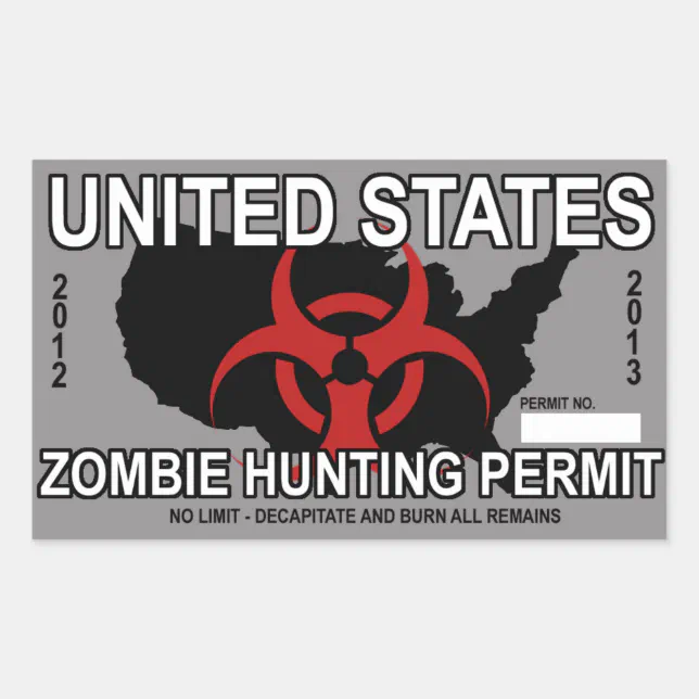 Zombie Hunting Permit Sticker | Zazzle
