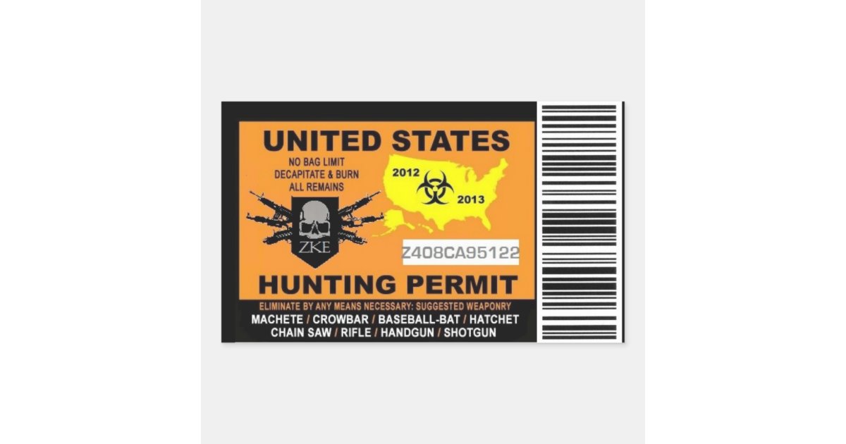 Zombie Hunting Permit Sticker | Zazzle