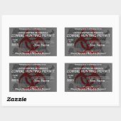 Zombie Hunting Permit Template (Red on Grey) Rectangular Sticker | Zazzle