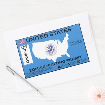 Zombie Hunting Permit - ZETA Rectangular Sticker | Zazzle
