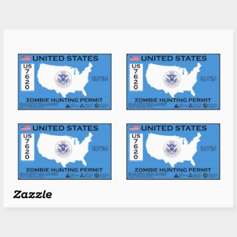 Zombie Hunting Permit - ZETA Rectangular Sticker | Zazzle